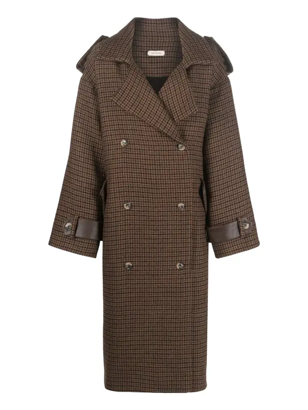THE MANNEI Houndstooth Wool-blend Coat - Brown