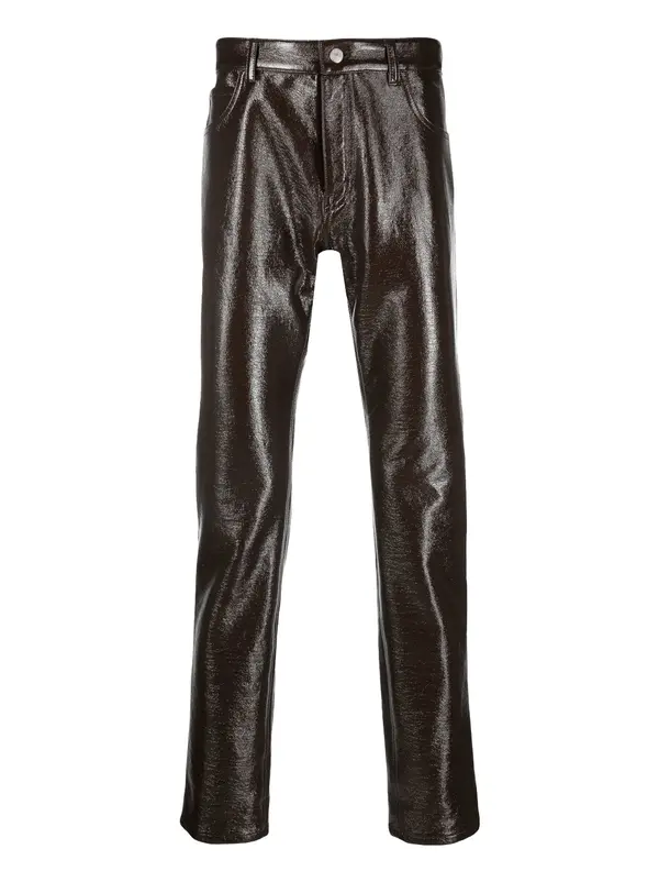 COURREGES High-shine Tapered Trousers - Brown