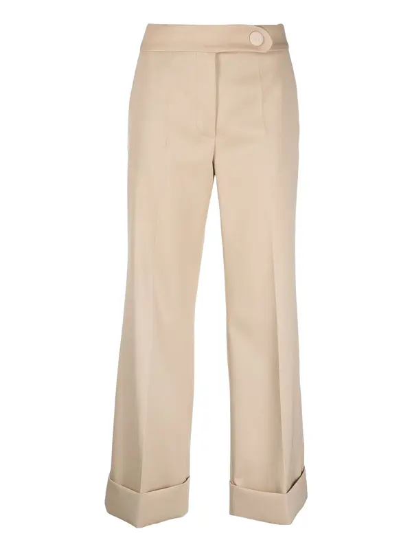 LANVIN Mid-rise Cropped Wool Trousers - Neutrals