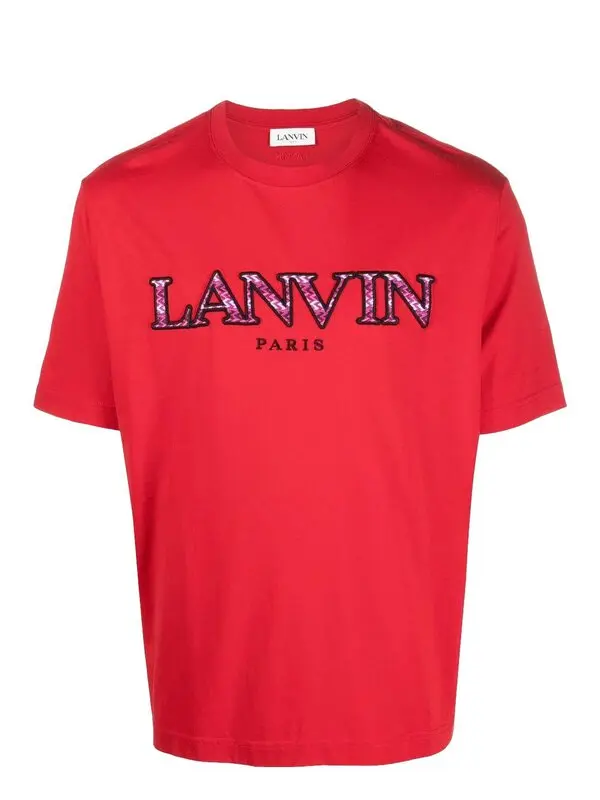 LANVIN Logo-embroidered T-shirt - Red