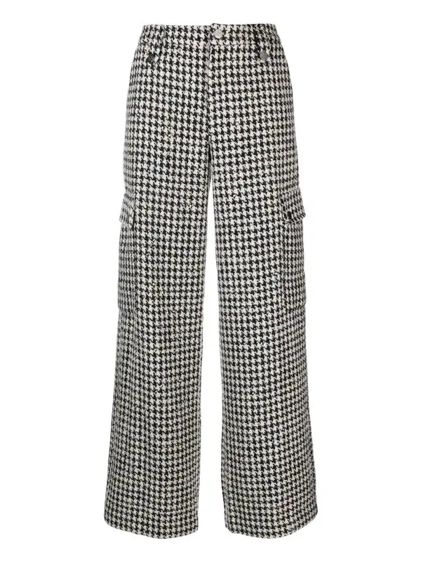 ROTATE BY BIRGER CHRISTENSEN Sparkly Houndstooth Wide Leg Trousers - Black