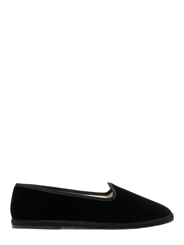 SCAROSSO Velvet Slip-on Loafers - Black