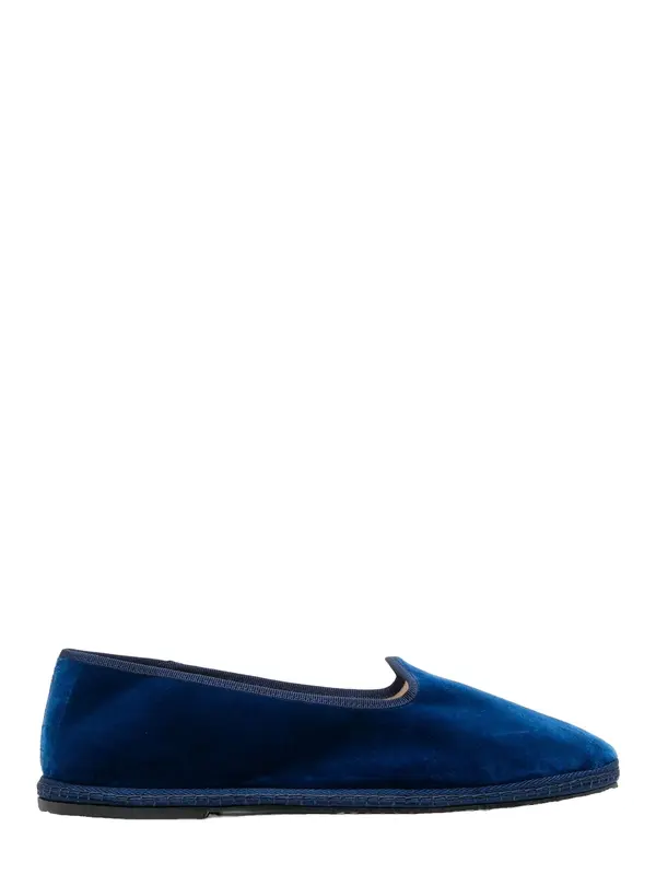 SCAROSSO Velvet Slip-on Loafers - Blue