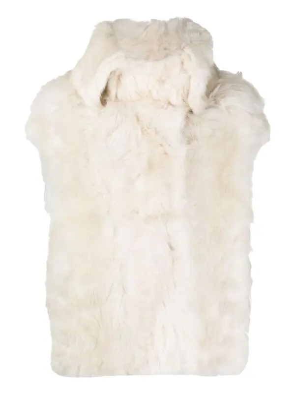 YVES SALOMON Sleeveless Shearling Jacket - White