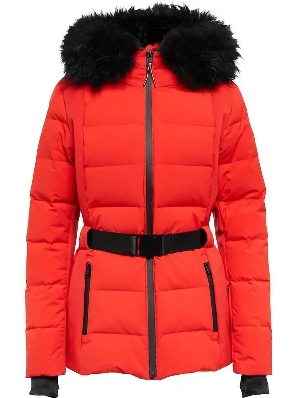 YVES SALOMON Shearling-trimmed Down Ski Jacket - Red