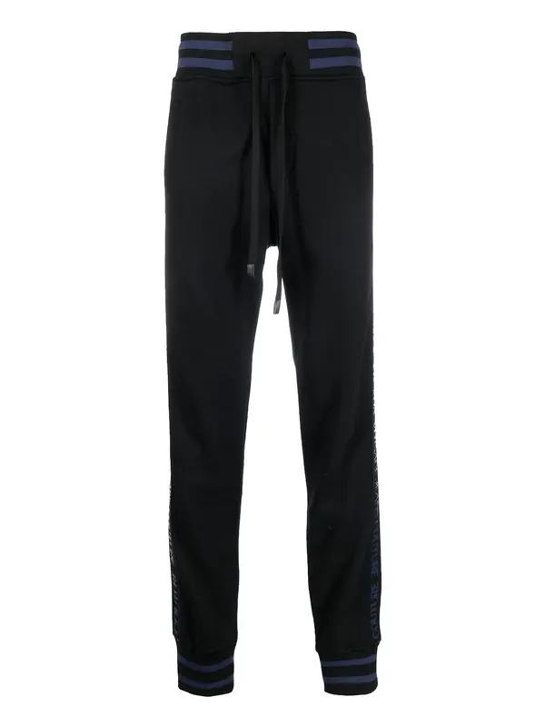 Versace Logo-stripe Track Pants - Black
