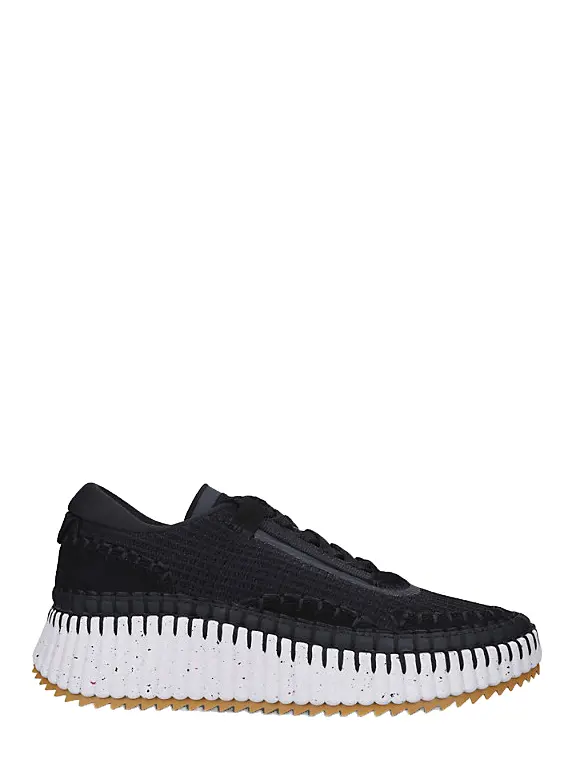 Chloé Embroidered Suede And Mesh Sneakers - Black
