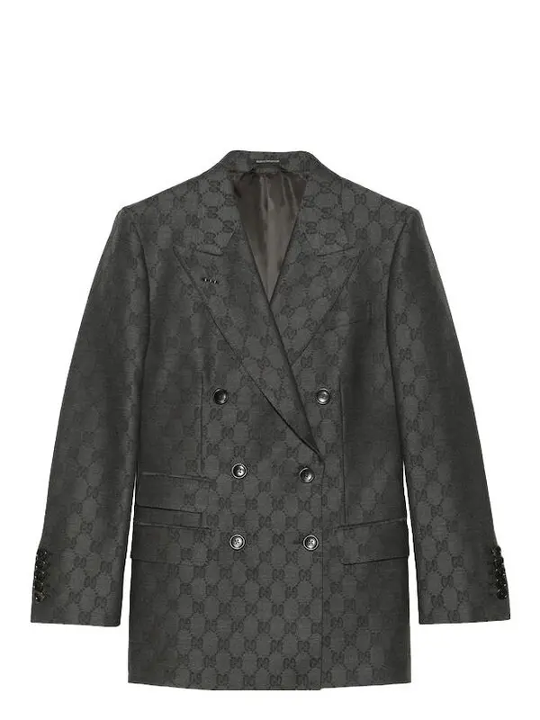 Gucci Gg Wool Jacquard Jacket - Grey