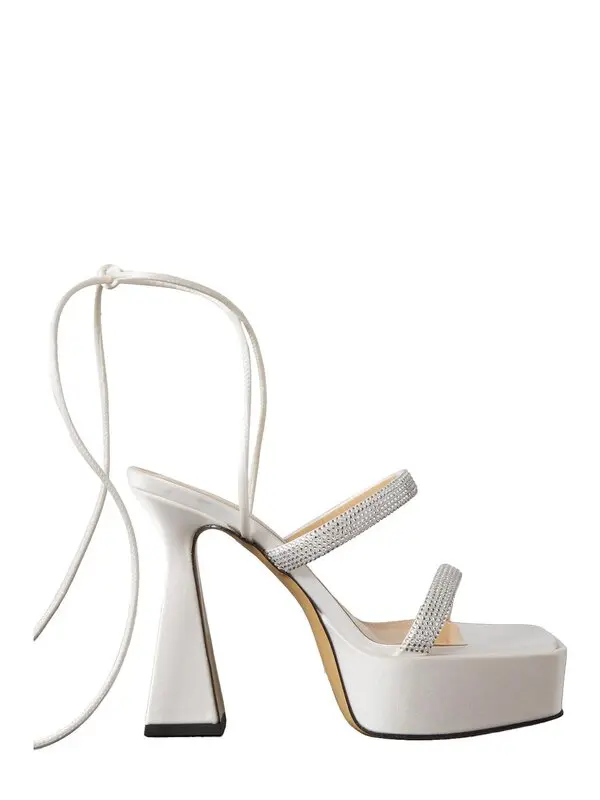 Mach & Mach Devon Crystal-embellished Platform Sandals - White