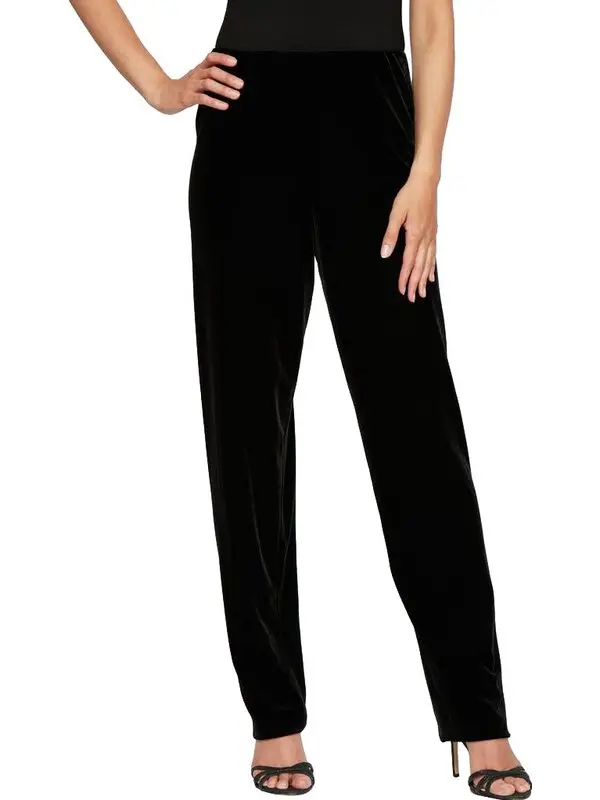 Alex Evenings Slim Velvet Pull-on Pants - Black