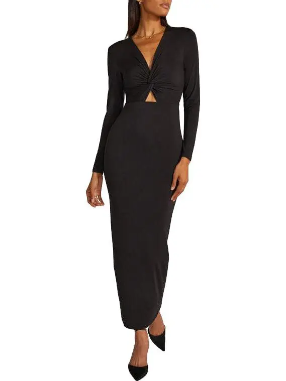 FAVORITE DAUGHTER Cutout Long Sleeve Maxi Dress - Black