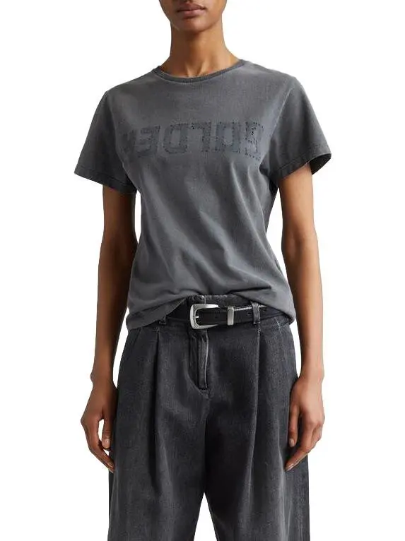 GOLDEN GOOSE Distressed Logo T-shirt - Anthracite