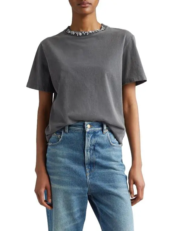 GOLDEN GOOSE Crystal Embellished T-shirt - Anthracite