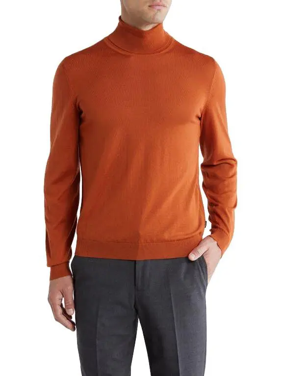 BOSS Musso Wool Turtleneck Sweater - Dark Orange