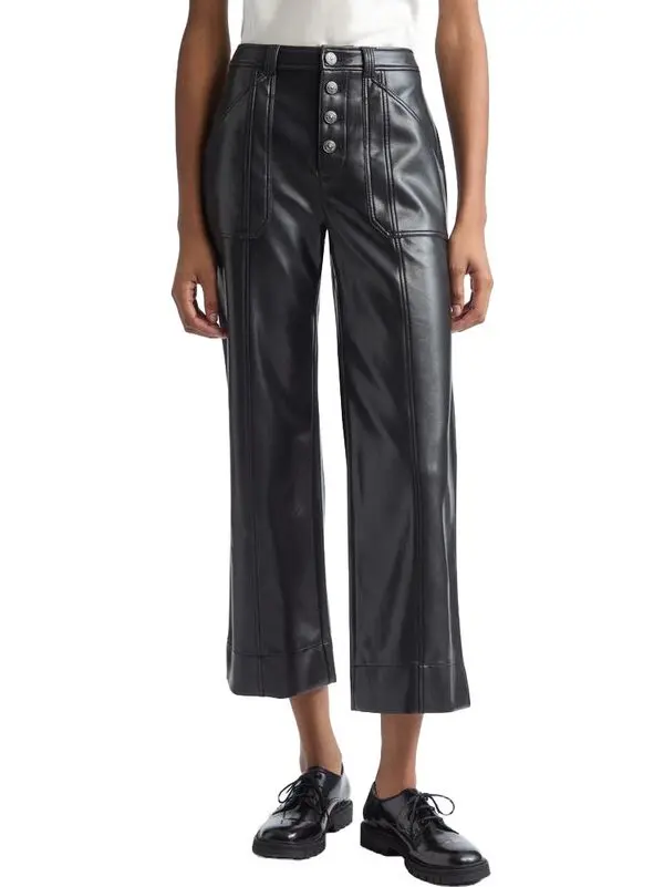 Cinq À Sept Benji Faux Leather Crop Pants - Black