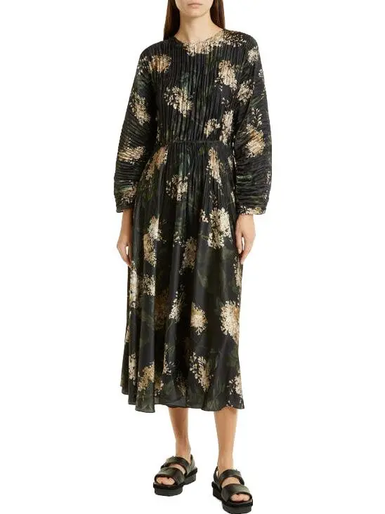 Vince Floral Print Pleated Dress - Coastal
