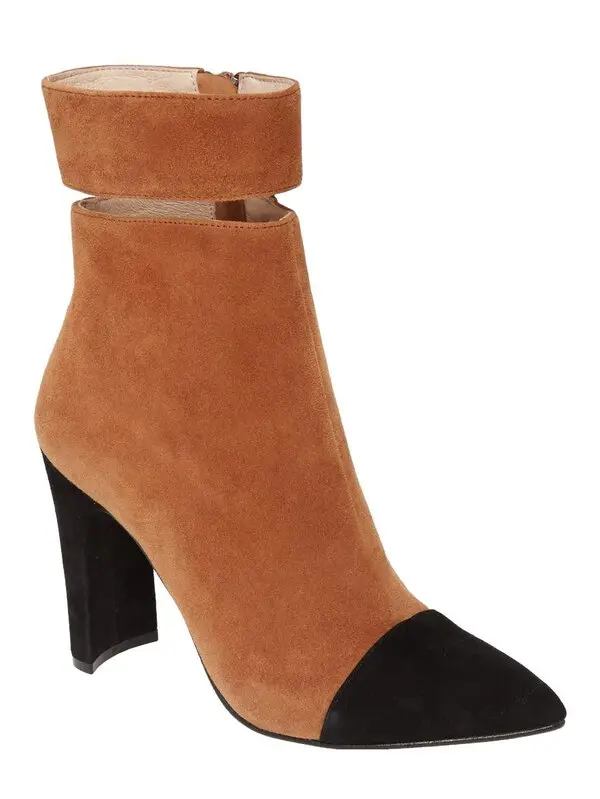 42 GOLD Kiki Pointed Toe Bootie - Chestnut Suede