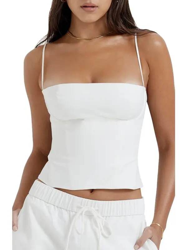 House Of Cb Audette Cotton Twill Corset Top - White