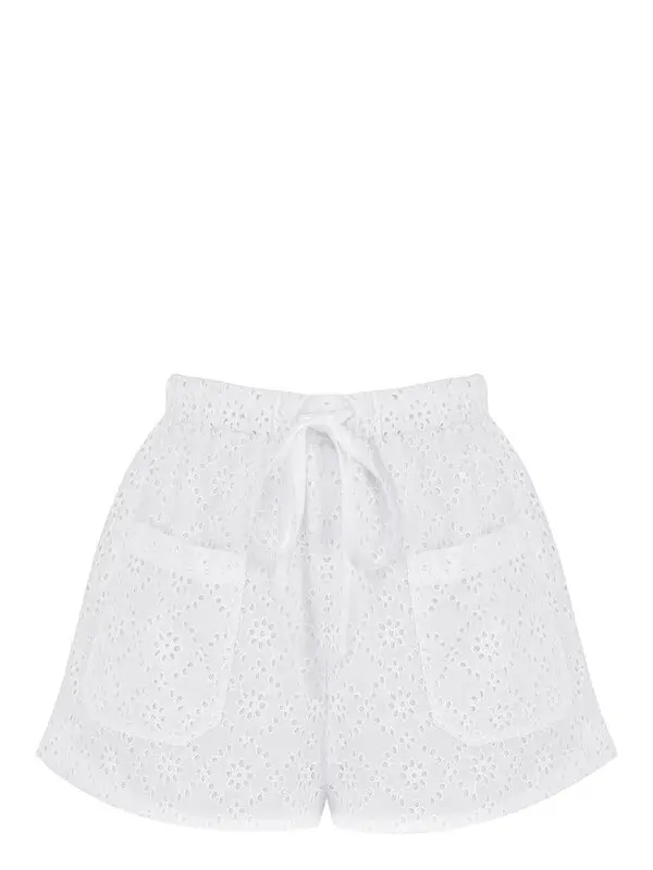 House Of Cb Broderie Anglaise Tie Waist Shorts - White