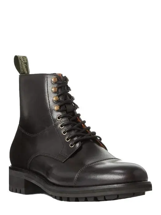 Ralph Lauren Bryson Cap Toe Boots - Black Leather