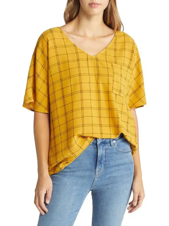NIKKI LUND Maddie Plaid Top - Yellow