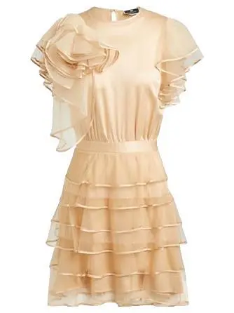 Elisabetta Franchi Flared Mini Dress - Beige