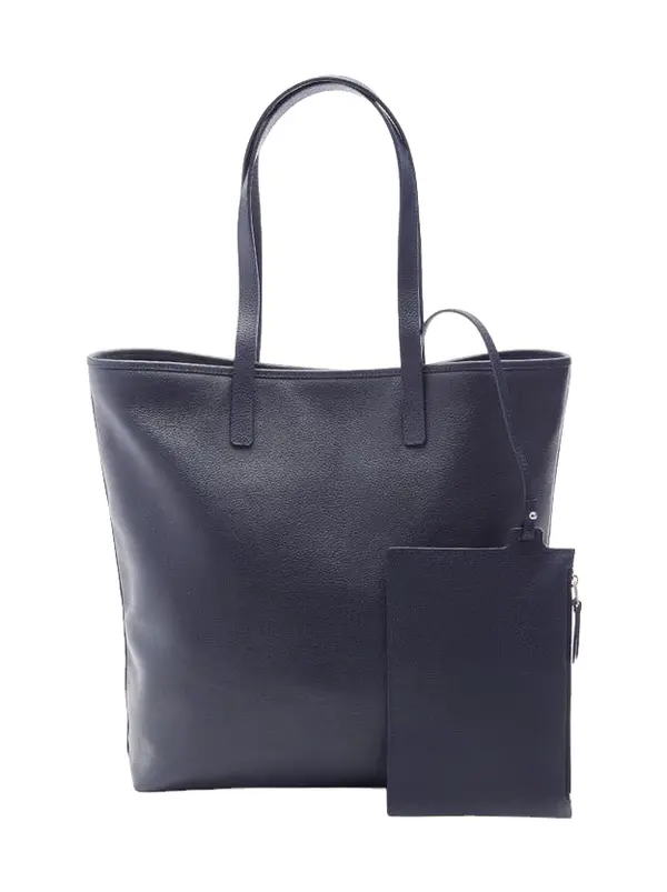 ROYCE NEW YORK Personalized Leather Tall Tote And Wristlet - Navy Blue - Deboss