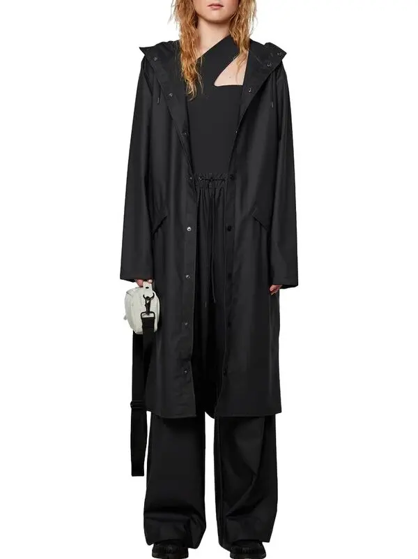 Rains Waterproof Hooded Long Jacket - 01 Black