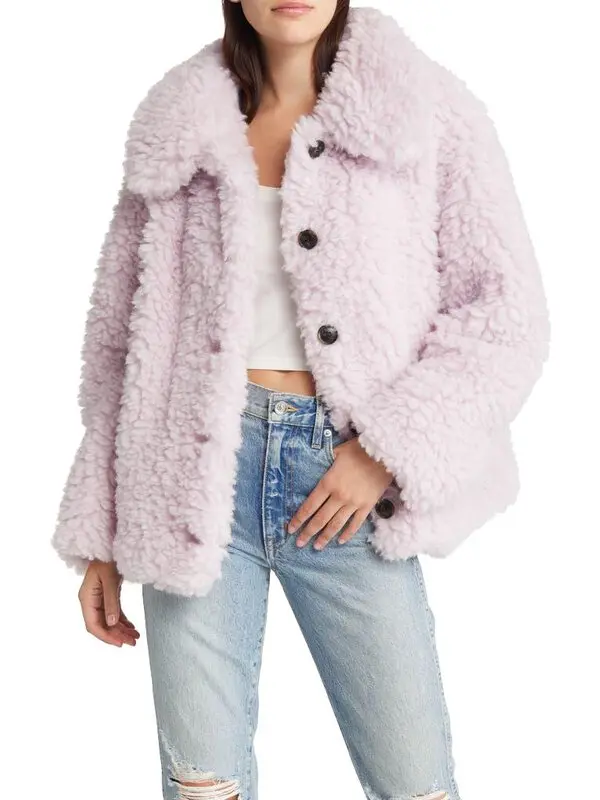 Vero Moda Elvira Faux Shearling Jacket - Lavender Fog
