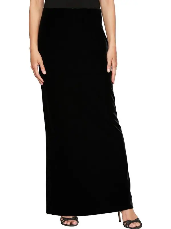 Alex Evenings Velvet Long Skirt - Black