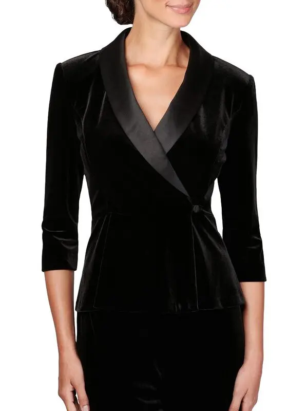 Alex Evenings Velvet Tuxedo Top - Black