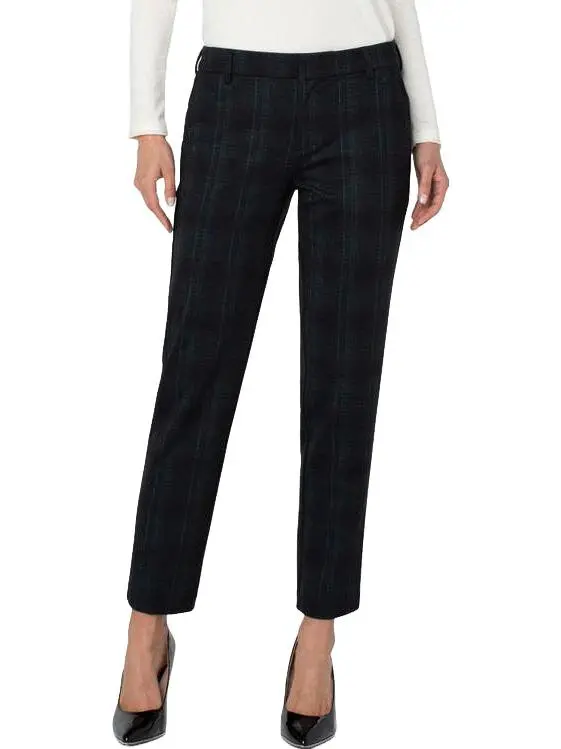 LIVERPOOL Plaid Ponte Trousers - Black/ Green Shdw