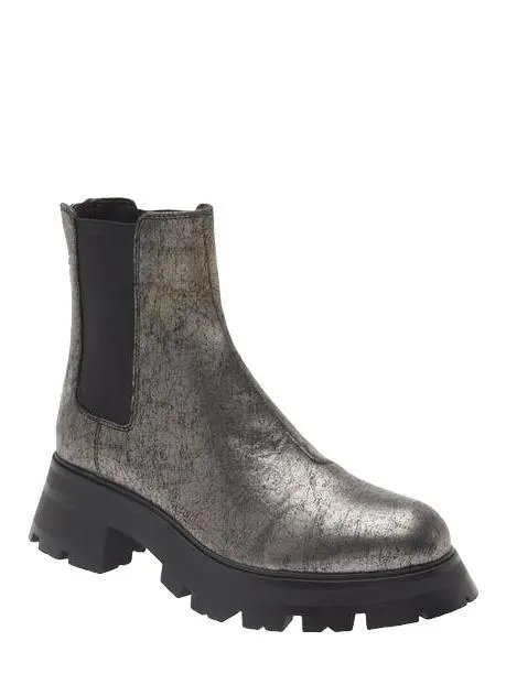 Dkny Sasha Lug Chelsea Boot - Dark Gunmetal Cracked Leather