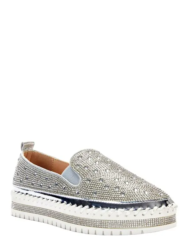 AZALEA WANG Rhinestone Sneakers - Silver