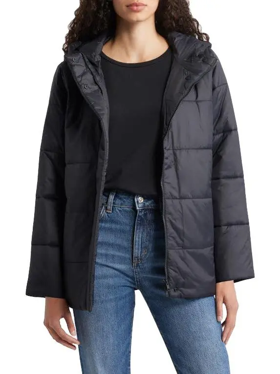 Eileen Fisher Hooded Puffer Jacket - Black