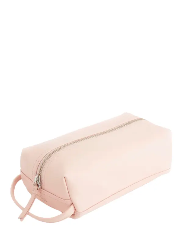 ROYCE NEW YORK Personalized Leather Toiletry Bag - Light Pink - Silver Foil