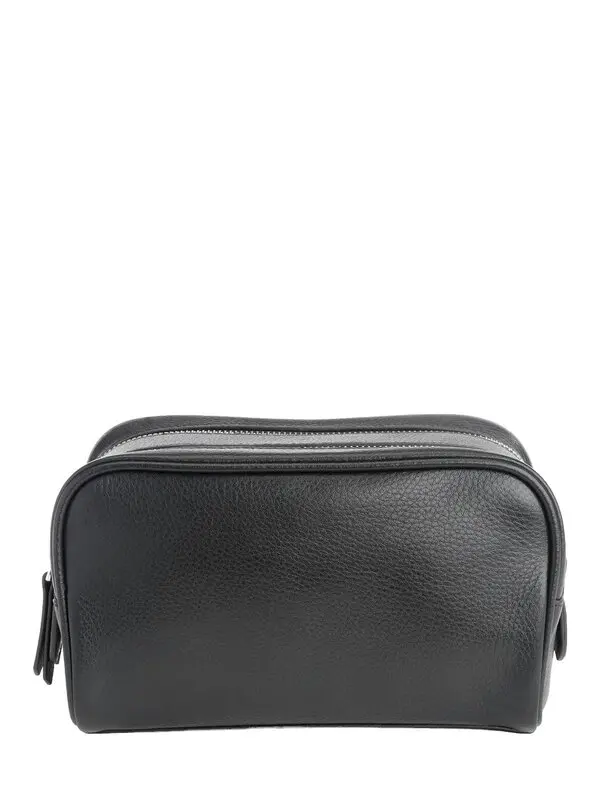 ROYCE NEW YORK Personalized Leather Toiletry Bag - Black- Deboss