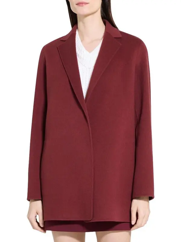 Theory Clairene Wool & Cashmere Jacket - Oxblood Red