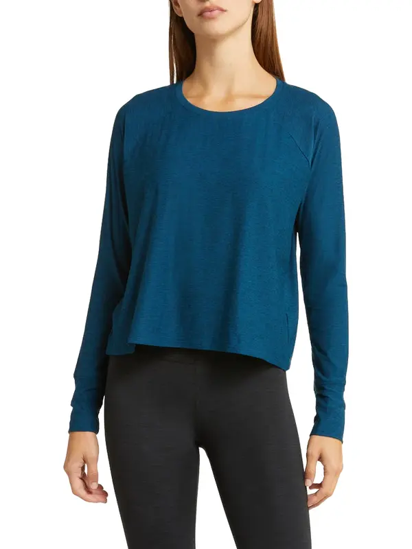 Beyond Yoga Featherweight Long Sleeve T-shirt - Blue Gem Heather