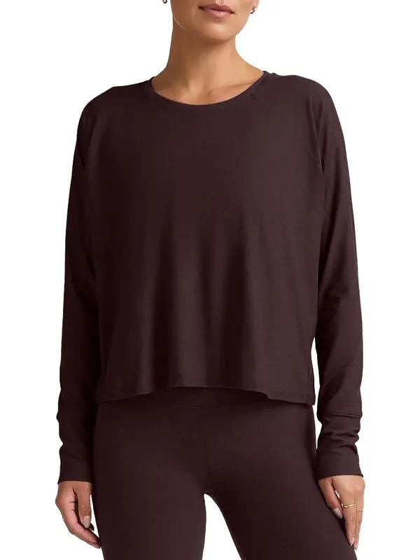 Beyond Yoga Featherweight Long Sleeve T-shirt - Dark Chocolate Heath