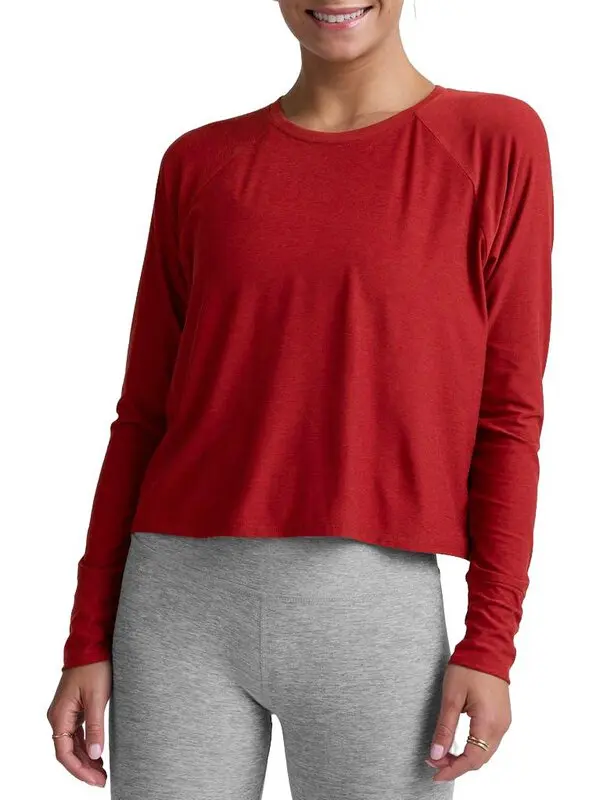 Beyond Yoga Featherweight Long Sleeve T-shirt - Ruby Rush Heather