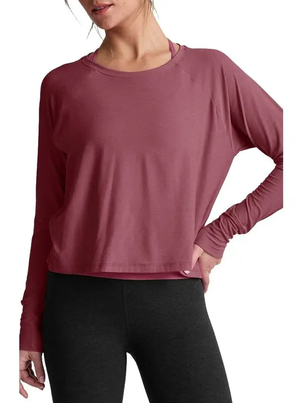Beyond Yoga Featherweight Long Sleeve T-shirt - Smooth Mauve Heather