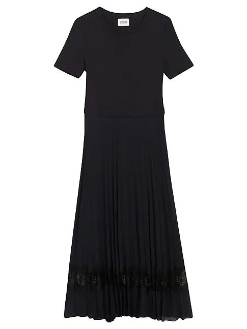 Claudie Pierlot Teli Pleated Cotton Midi Dress - Divers