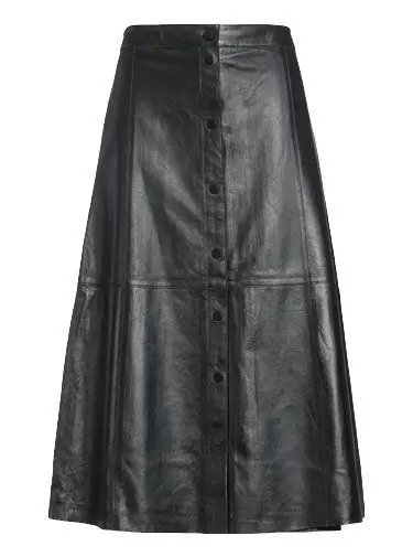 MUUBAA Midi Sheepskin Skirt - Black