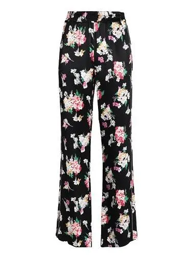 Liu Jo Viscose Lamé Floral Print High Waisted Straight Leg Pants - Black