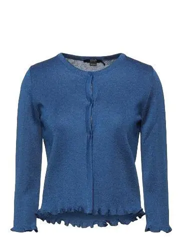 SEVENTY VENEZIA Knitted Lamé Cardigan - Blue