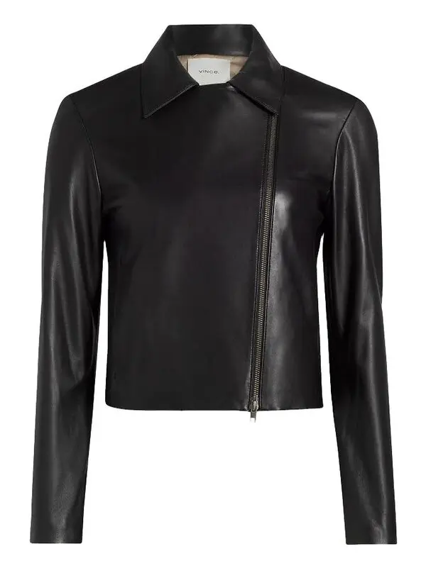 Vince Leather Moto Jacket - Black