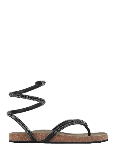 STRATEGIA Leather Thong Sandals - Black