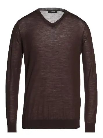 Alpha Studio Merino Wool V-neck Sweater - Brown