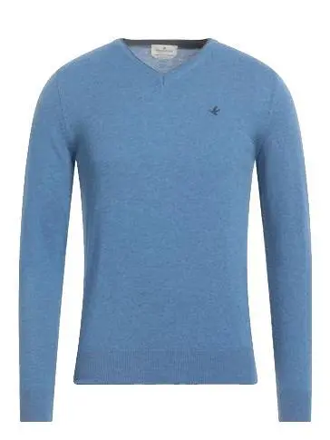 BROOKSFIELD Virgin Wool V-neck Sweater - Blue